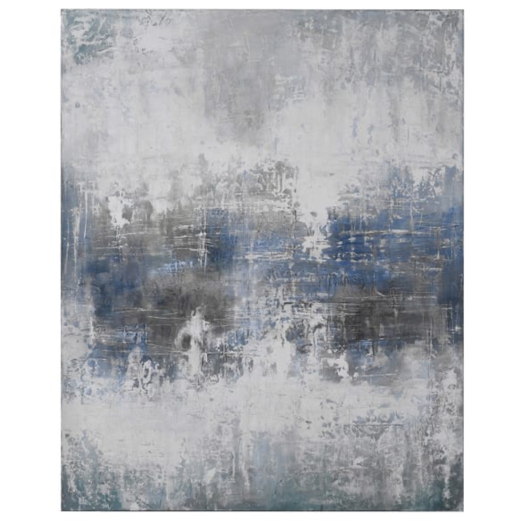 Muted Blue Abstract Oil Canvas | Large Wall Art | Collection Eleven